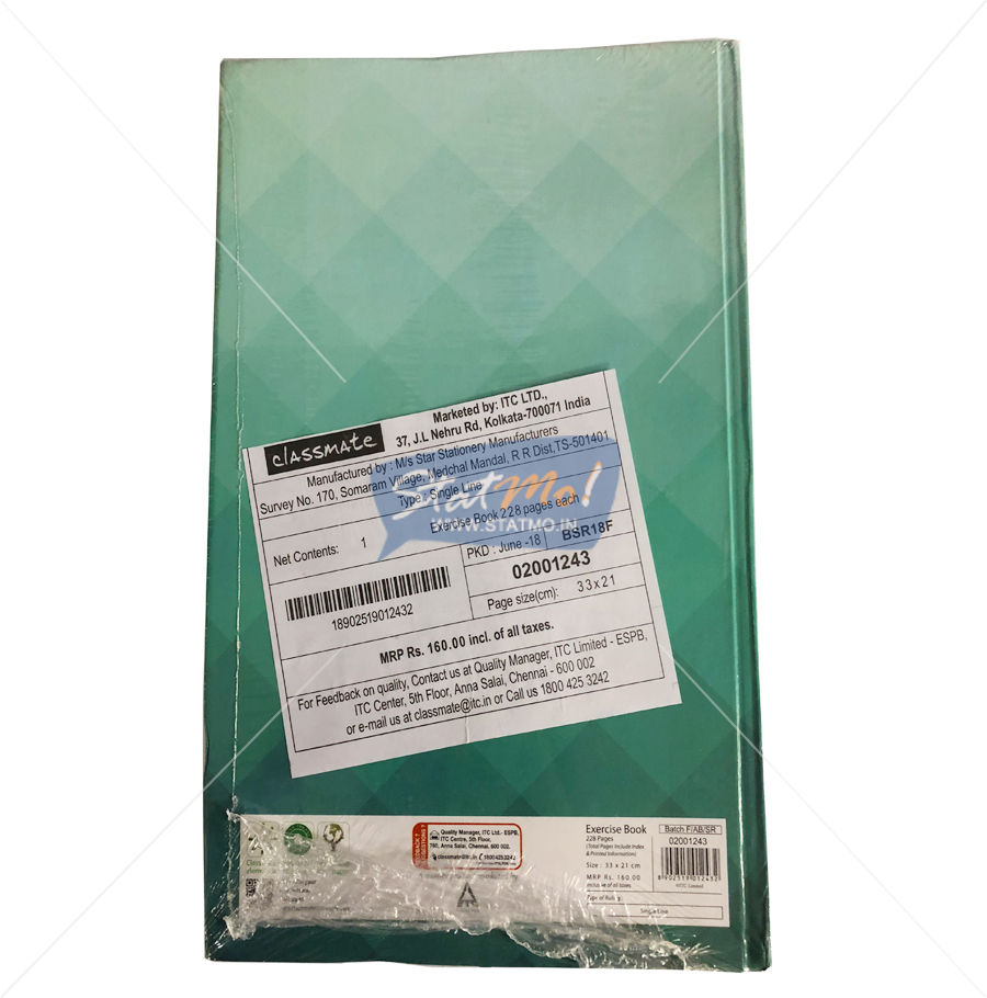 Classmate Exercise Book Single Line 228 Pages – StatMo